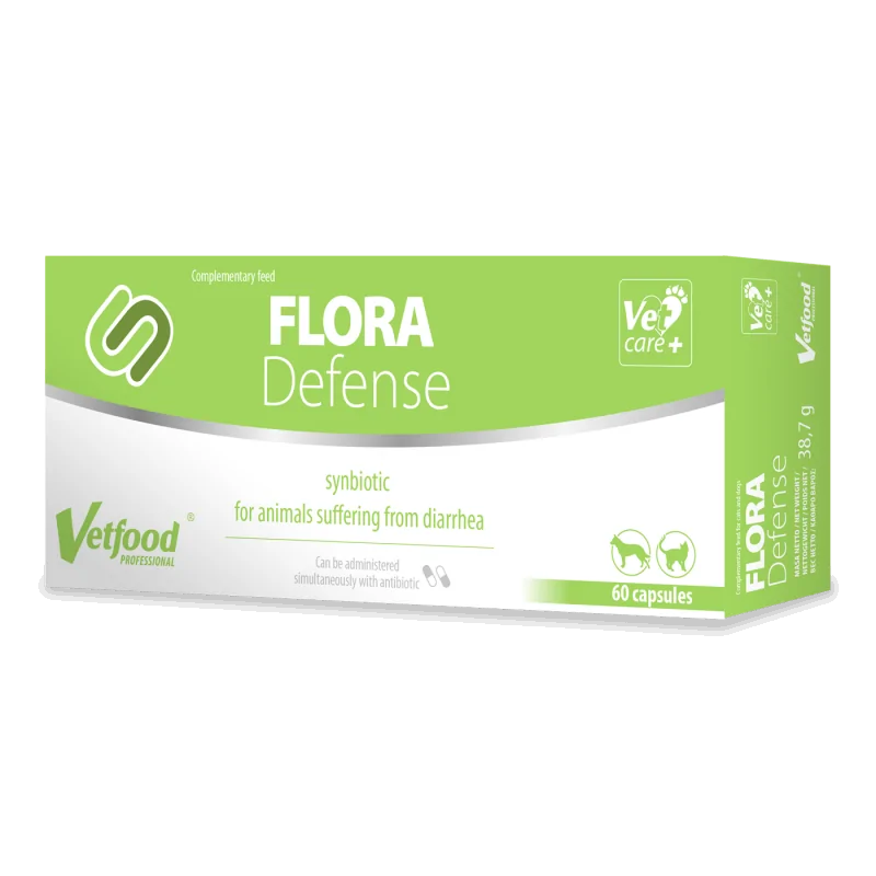 Flora Defence Prebiotyk na biegunkę dla psów i kotów 60 kapsułek